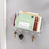 mDesign Modern Transparent Plastic Mail Rack with Key Hooks - Organizer ...