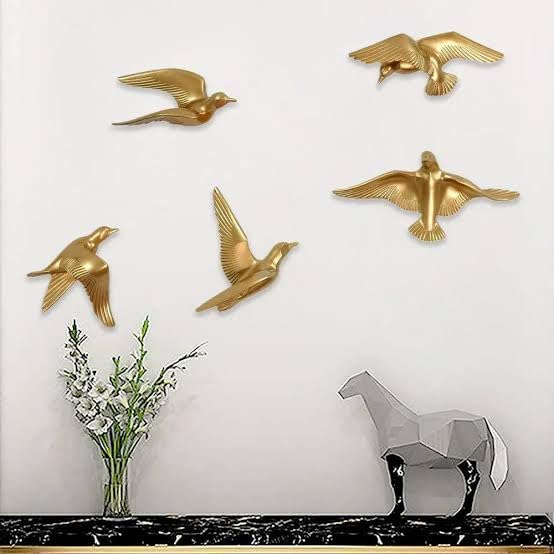 Pinnacle Hand Crafted Gold Finish Decorative Birds | Aluminium Wall ...