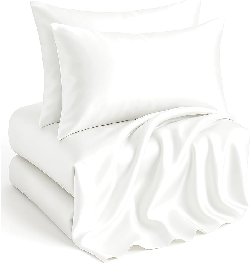 Casa Platino Satin Sheets - Queen Sheet Set, 4 Pcs Queen Bed Sheets ...