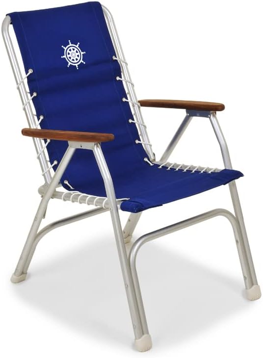 Amazon.com : FORMA MARINE Folding Aluminum High Back Boat Chair Blue ...