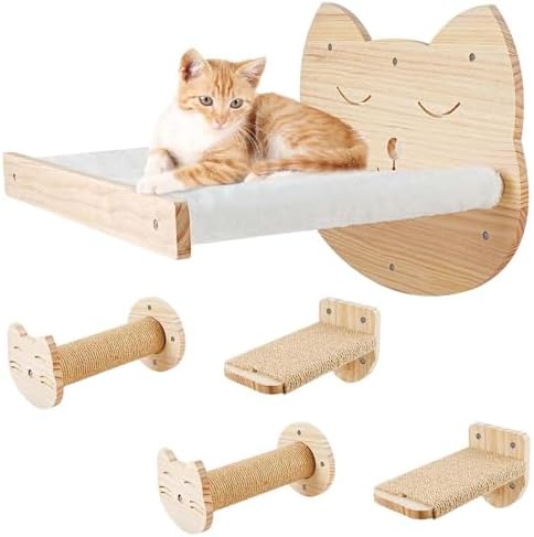 Amazon.com: Wood Cat Wall Furniture Corner Climbing Shelf Perches, Cat ...