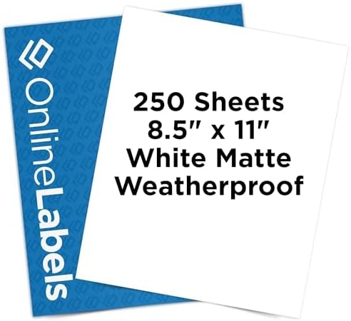 Amazon.com : Waterproof Sticker Paper, 250 Sheets, White Matte Vinyl ...