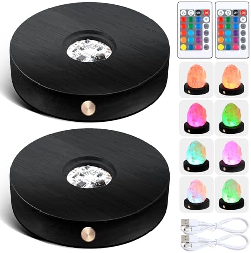 Amazon.com: Kittmip 2 Set Black Rechargeable LED Base Crystal Display ...