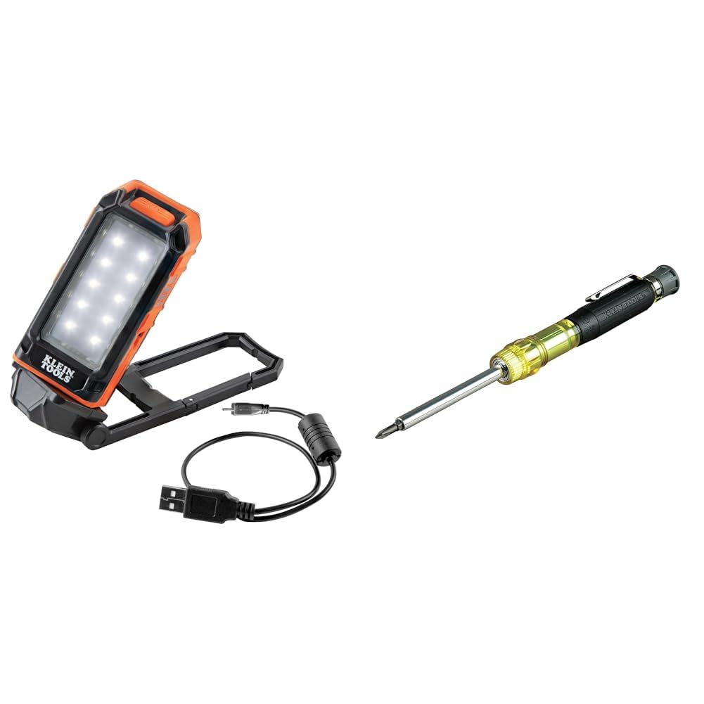 Klein Tools 56403 LED Light, Rechargeable Flashlight/Worklight & 32614 ...