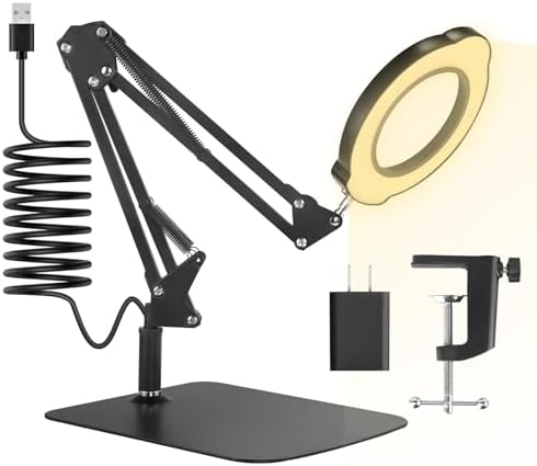 15X Magnifying Glass with Light and Stand 2 Mounting Ways Adjustable ...