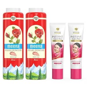 MEENA ELEMENTS Pure & Natural Talc Khaki Powder 300 gm x 2 for Skin ...