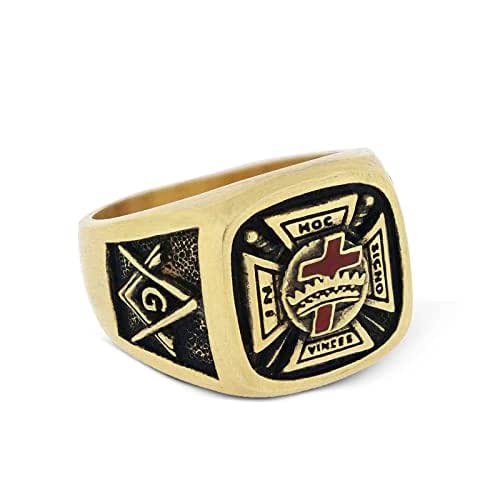Amazon.com: Knights Templar Masonic Ring, In Hoc Signo Vinces Ring ...