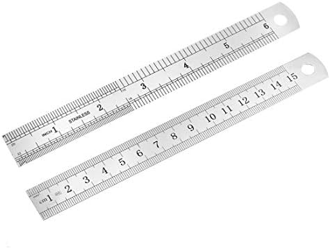 uxcell Straight Ruler 150mm 6 Inch Metric Stainless Steel Measuring ...