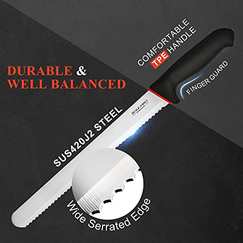 Snapklik.com : 12 Inch Serrated Bread Knife Wide Wavy Edge Knife ...