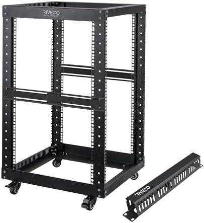 Amazon.com: RIVECO 18U 19" 4 Post Open Frame Server Rack with Casters+ ...
