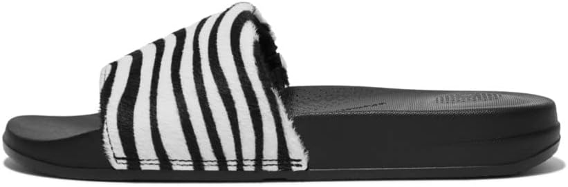 Amazon.com | FitFlop Women's Iqushion Zebra-Print Hair-On Leather Slide ...