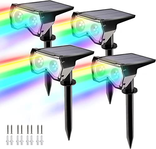 Solar Outdoor Spotlight Garden Lights,12-LED Multiple Color Changing ...