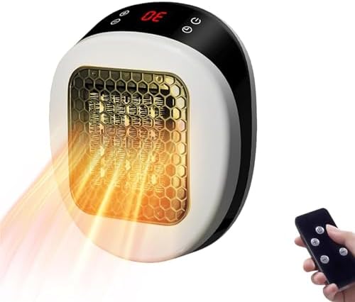 Plug In Heater with PTC Ceramic, 600W Mini Portable Electric Heater ...