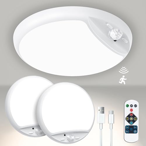 Funlenry Rechargeable Motion Sensor Ceiling Light with Remote - 7.5inch ...