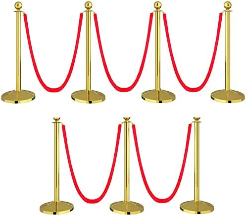 LADWA Set of 7 Golden Finish Q Please (Q Manager) with Red Velvet Rope ...