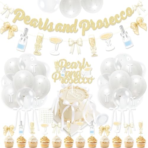 Amazon.com: Pearls and Prosecco Bridal Shower Decorations, Bow ...