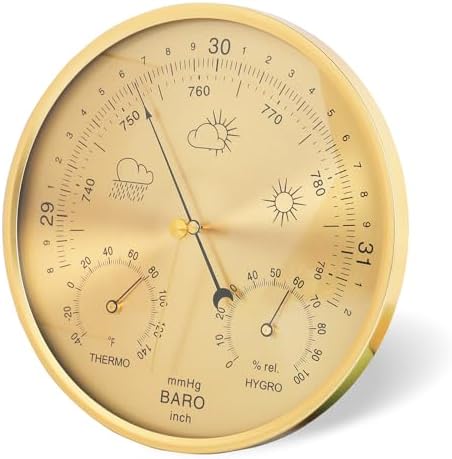 Amazon.com : Aowutus Outdoor Barometer Thermometer Hygrometer - 5in ...
