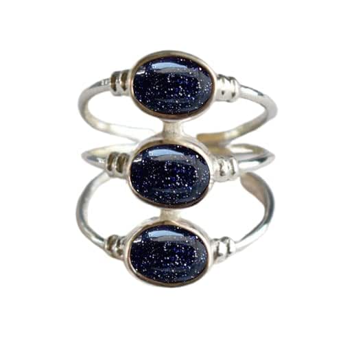 Amazon.com: Solid 925 Sterling Silver Ring for Women & Men, Blue ...