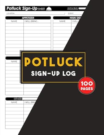 Amazon.com: Potluck Sign Up Log: Party Food Sign In Forms For All ...