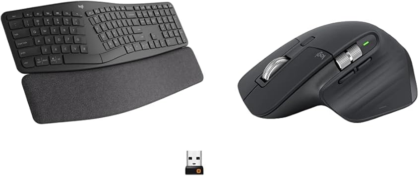 Logitech Ergo K860 Wireless Ergonomic Keyboard + Logitech MX Master 3S ...
