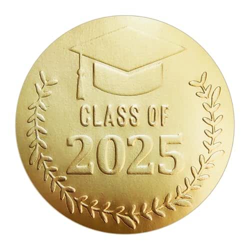 Amazon.com: 100 x Class of 2025 Stickers, Graduation Favor Gold Foil ...