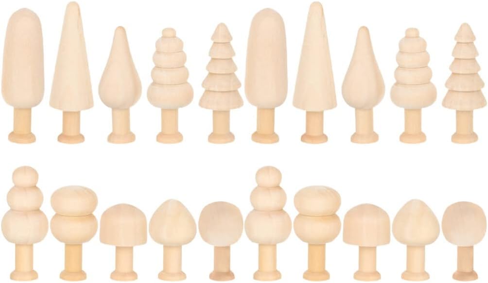 Amazon.com: jojofuny Unfinished Wooden Trees - 10pcs Craft Wooden Tree ...