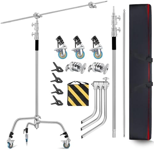 Amazon.com : Heavy Duty C Stand with Boom Arm and Wheel,Max Height 10 ...