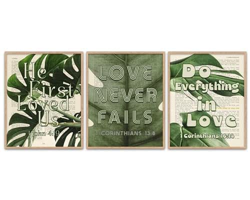 Amazon.com: Botanical Boho Bible Verse Set of 3 Art Prints, UNFRAMED ...