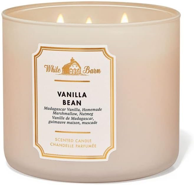 Bath & Body Works White Barn Vanilla Bean 3 Wick Scented Candle 411g/14 ...