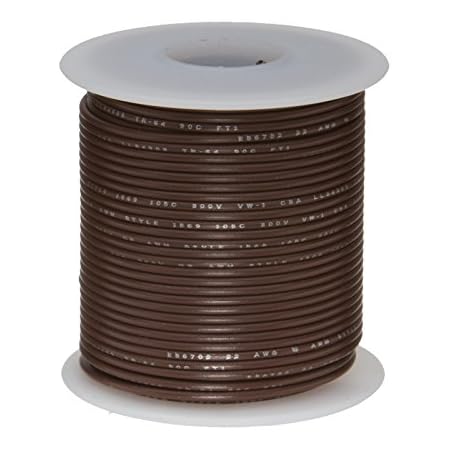 14 AWG Gauge GPT Marine Stranded Hook Up Wire, 100 ft Length, Brown, 0. ...