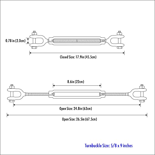 Snapklik.com : Hot Dipped Galvanized Steel Jaw And Jaw Turnbuckle, 5/8 ...