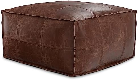 Amazon.com: Shades N Stitches Pouf Cover - Square Large Ottoman Leather ...