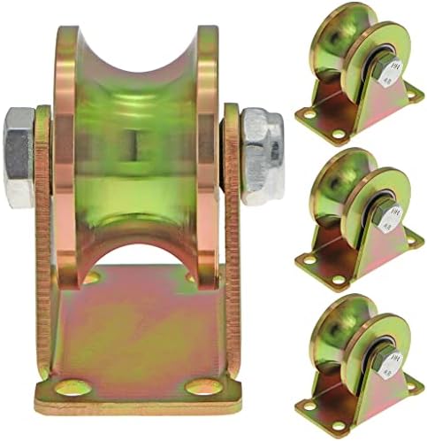 Tanstic 4Pcs 2 Inch U Groove Wheels with Bracket, 1045 Steel Wheel ...