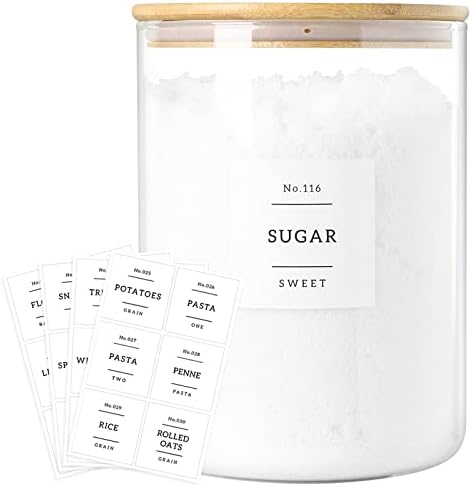 Amazon.com: CZZGSM Set of 2 Large Glass Flour and Sugar Containers ...