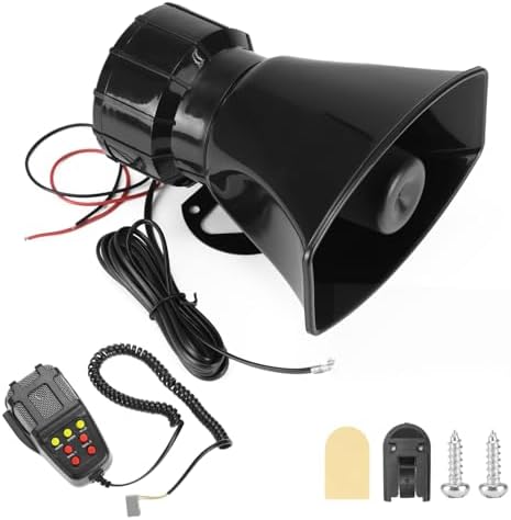 Amazon.com: QWORK Alarm Horn Siren PA Speaker Mic System - 12V 100W ...