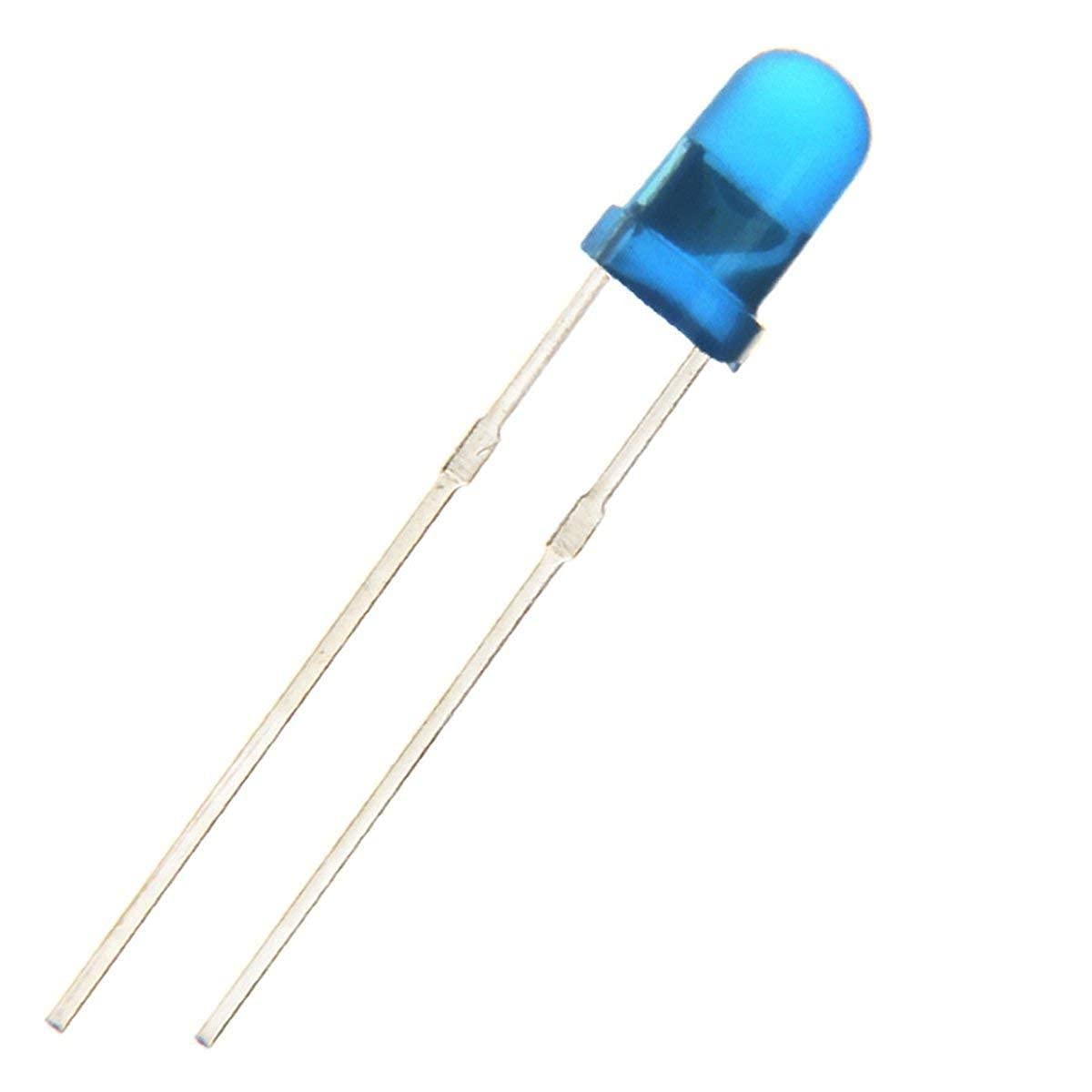 Invento 100 Pcs 3mm Round Diffused Blue Color LED Light Bulb Lamp Light ...