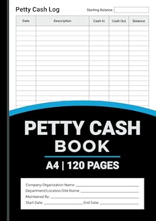 Petty Cash Book A4: Petty Cash Log Book | Accounting Ledger to Record ...