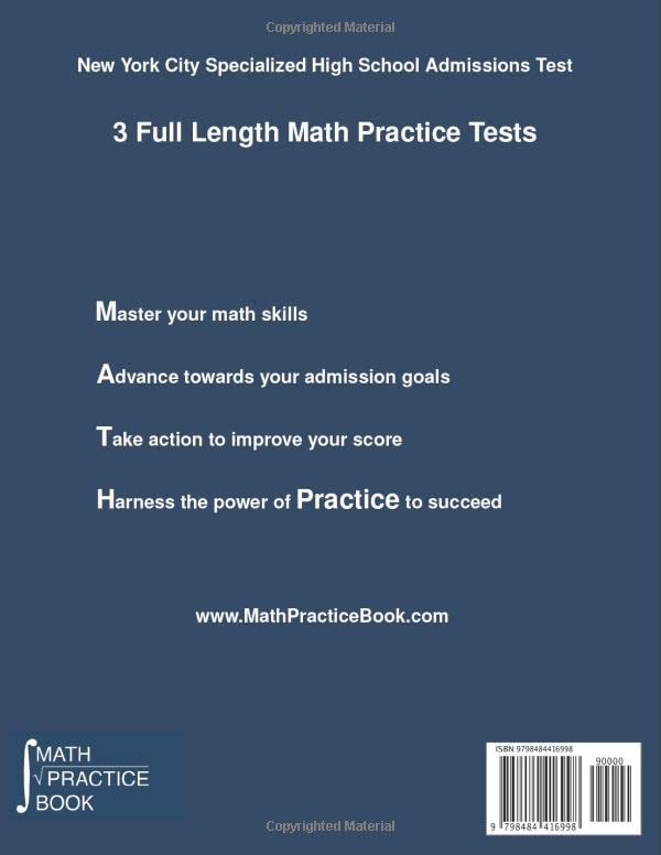 Snapklik.com : New York City 2022 SHSAT: 3 Full Math Practice Tests