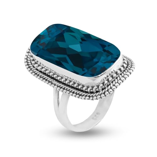 Amazon.com: Fine Sterling Silver Ring For Womens London Blue Topaz Ring ...