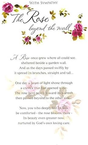 Paper Rose Sympathy Card - The Rose Beyond The Wall Poem with Gold Foil ...