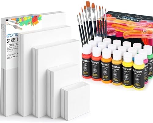 Amazon.com: GOTIDEAL Stretched Canvas, Multi Pack with GOTIDEAL Acrylic ...
