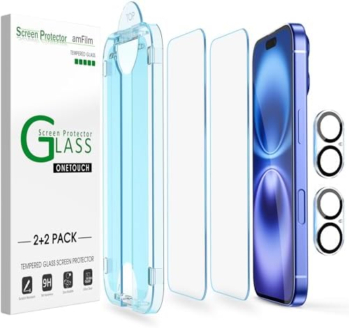 Amazon.com: MAGIC JOHN 2 Pack for iPhone 16 Plus 6.7 inch Tempered Glass Screen Protector, Auto ...