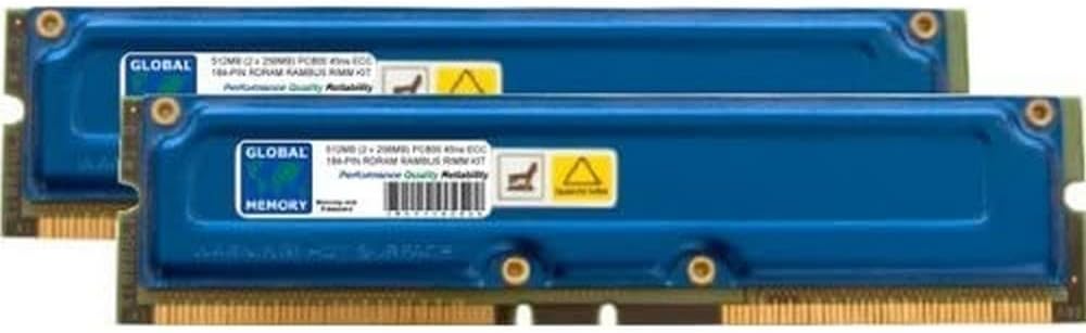 512MB (2 x 256MB) RAMBUS PC800 184-PIN ECC RDRAM RIMM Memory RAM KIT ...
