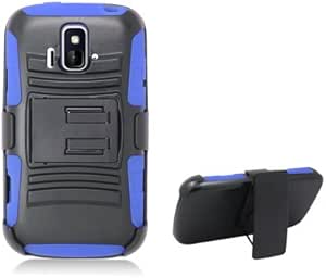 Amazon.com: For ZTE Radiant Z740 Blue Armor, w/ Black Belt Clip & Black ...