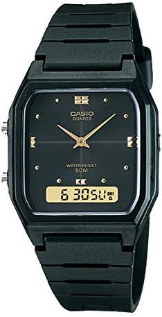Amazon.com: Casio AW48HE-1AV Men's Black Resin Band Analog Digital Dual ...