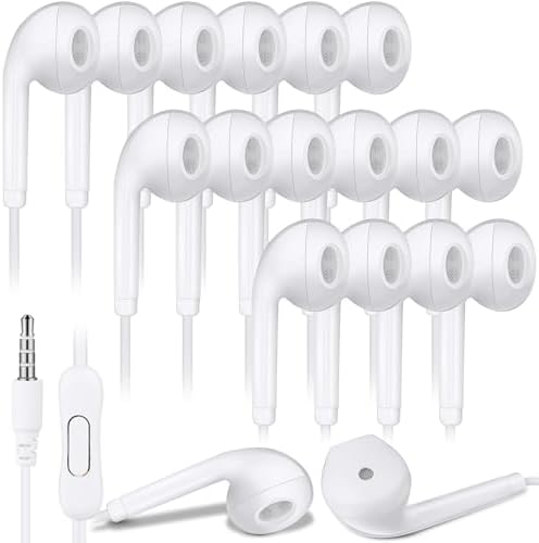 Amazon.com: Xinnun 50 Pack Bulk Earbud Headphones with Mic Student in ...