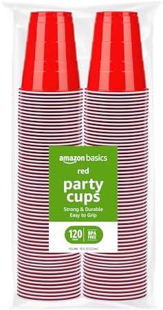 Amazon.com: Amazon Basics Disposable Red Plastic Party Cups, BPA-Free ...
