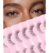 Amazon.com: Short Strip Lashes Natural Eyelashes Wispy Lashes Fluffy ...