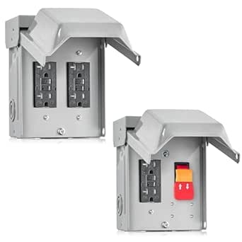 SURAIELEC Outdoor Electrical Outlet Box & Electrical Outlet with Safety Switch, Dual 20 AMP WRTR ...