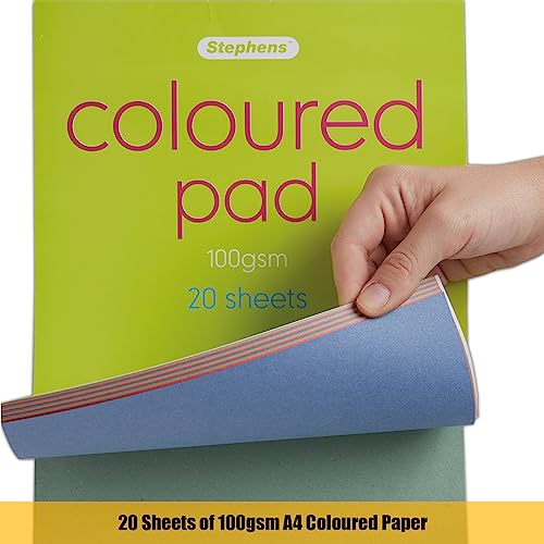 Stephens – A4 Pad Bundle, 1 x A4 Coloured Pad, 20 Sheets and 1 x A4 ...